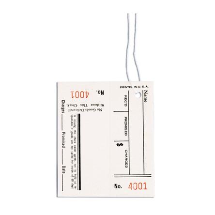 Printed Tags with Claim Checks - No. 1 to 1000